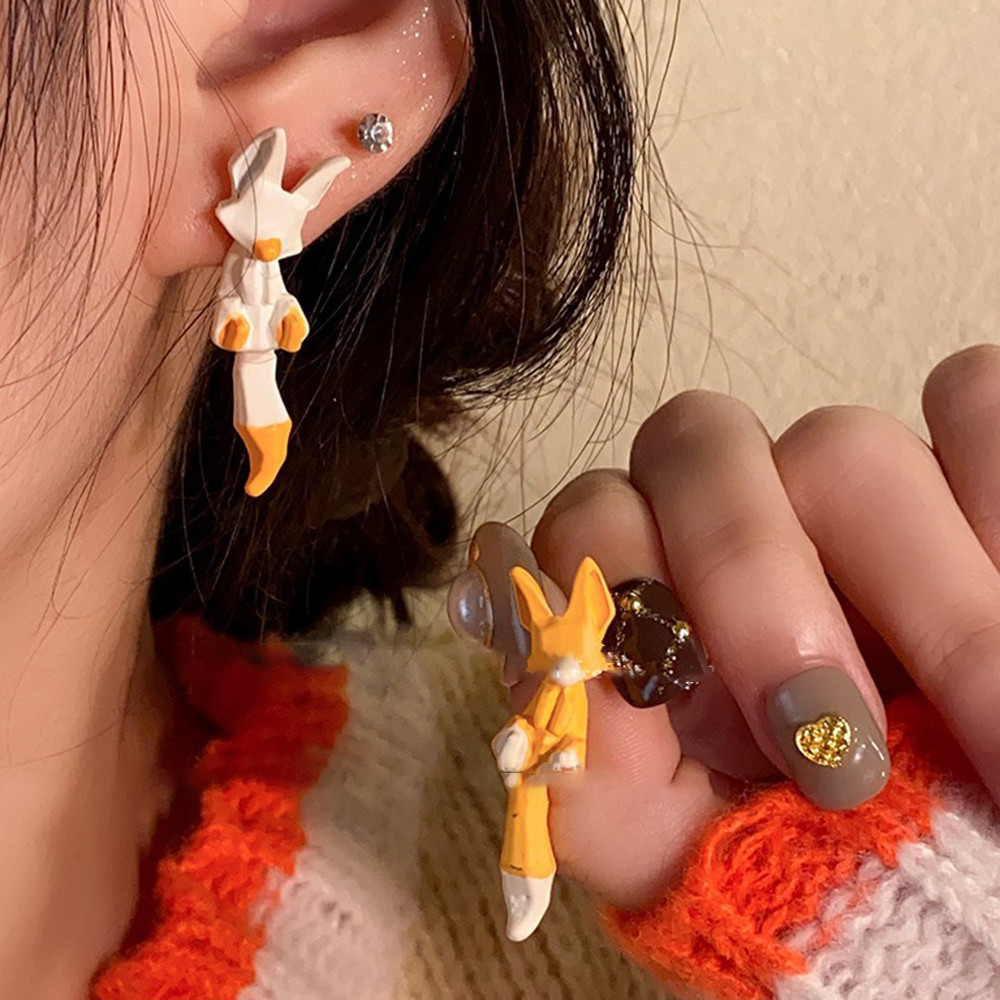 Asymmetrical Fox Earrings Cute Quirky Animal Design Unique Ear Jewelry ...