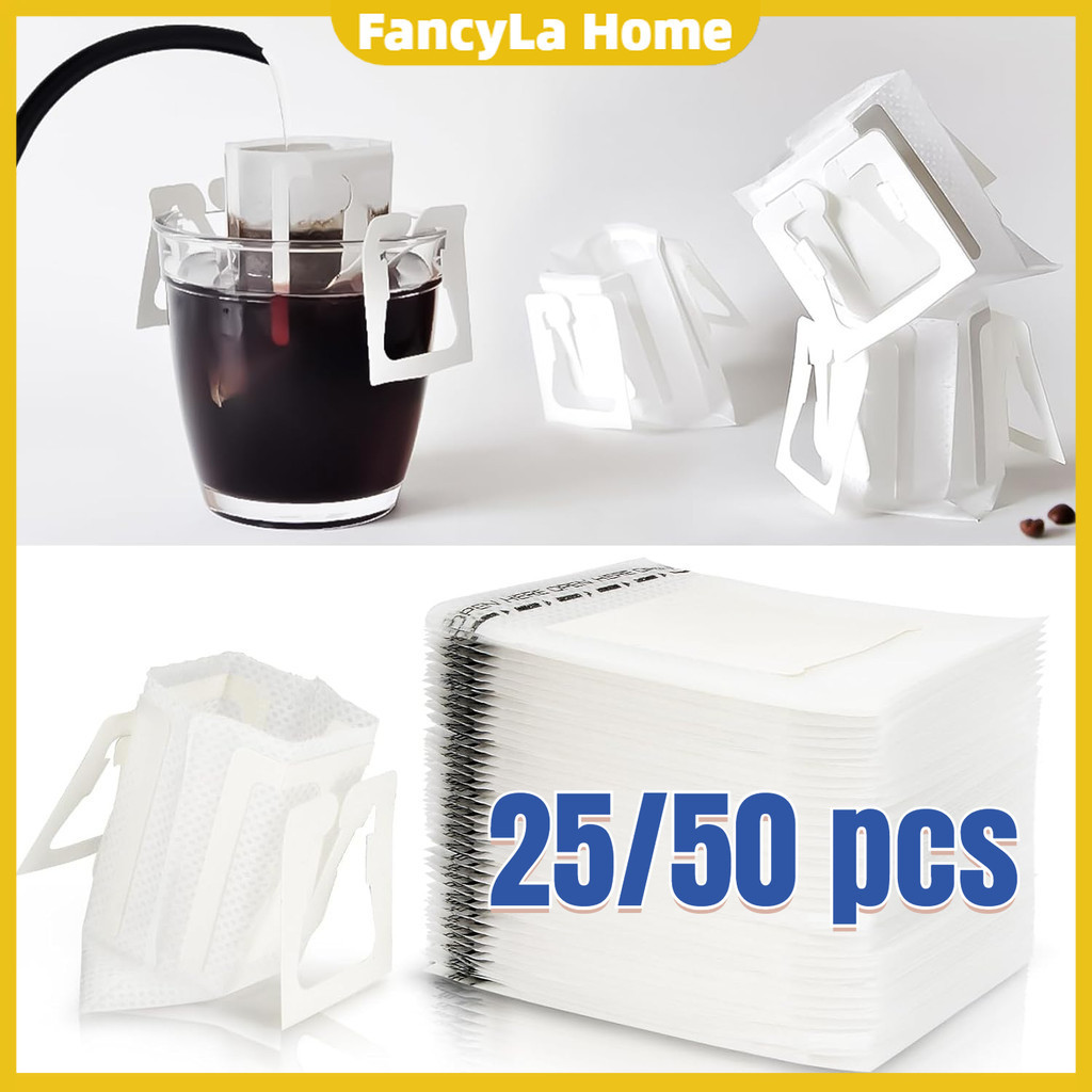 25/50pcs Portable Coffee Filter Paper Bag, Hanging Ear Side Drip Coffee ...
