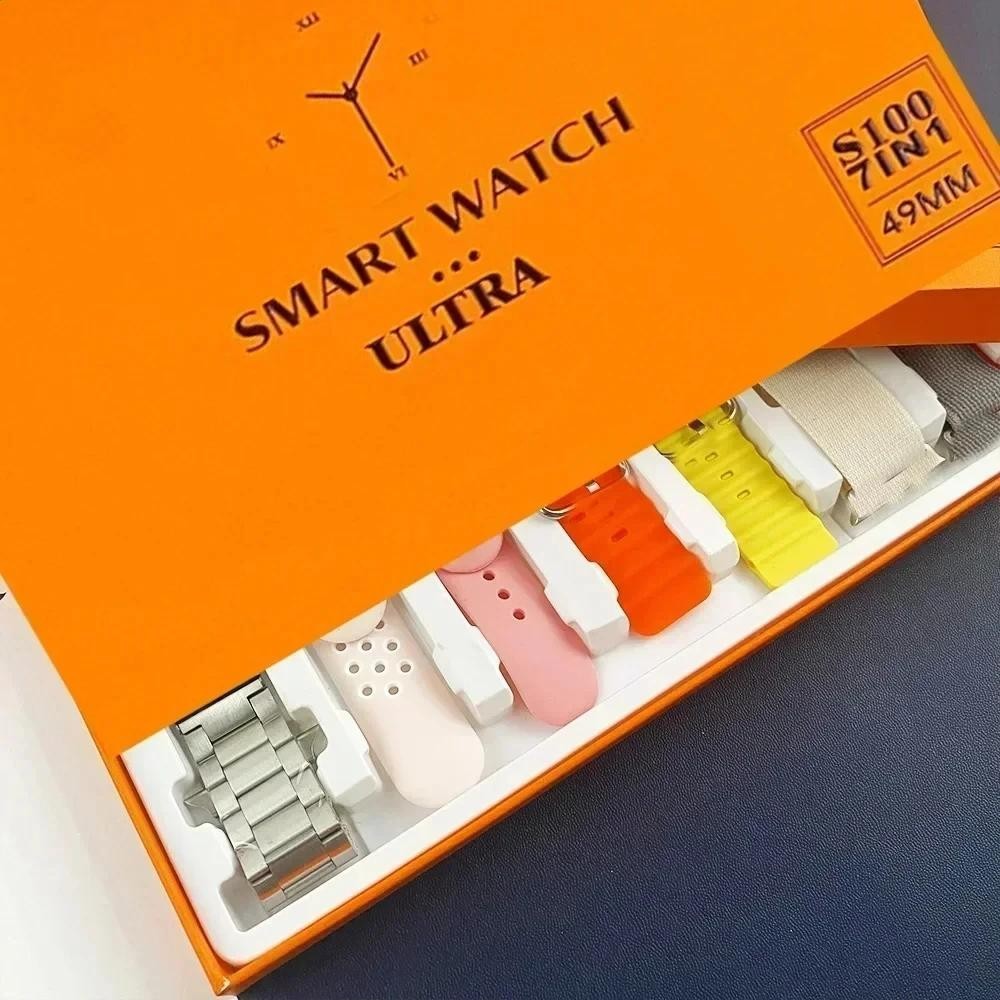 2024 S100 Ultra 7 In 1 Smartwatch For Men Women 2.2HD Amoled Circular ...