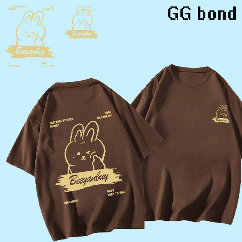 GG Rabbit cartoon print round neck short sleeved quality cotton ...