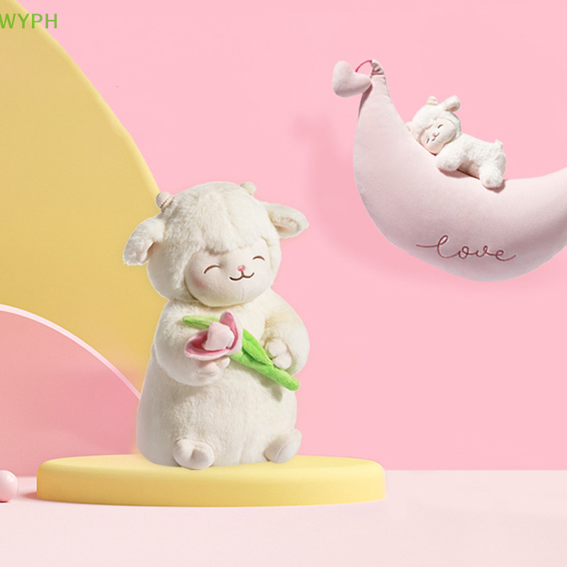 Wyph Super Soft Doll Sweet White Sheep Lam Hold Tulip Flower Plush Doll Soft Stuffed Lamb With ...