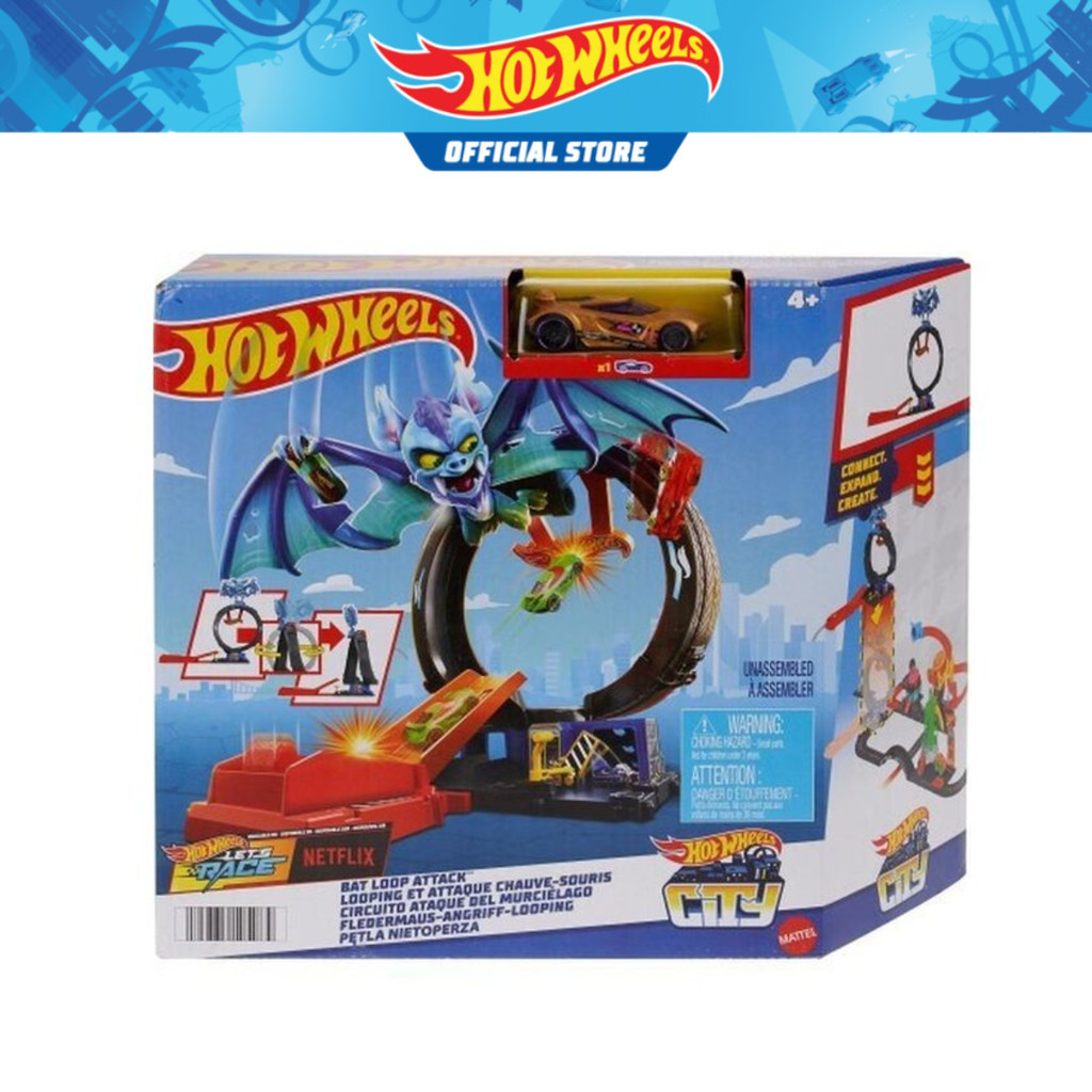 Hot Wheels City Nemesis Bat Loop Playset with 1:64 Diecast Vehicle Toys ...