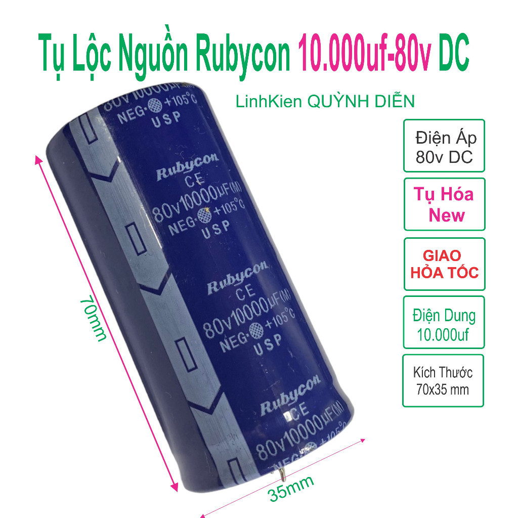 Rubycon power filter capacitor 80v 10,000uf used in audio equipment and pulse sources - Quynh ...