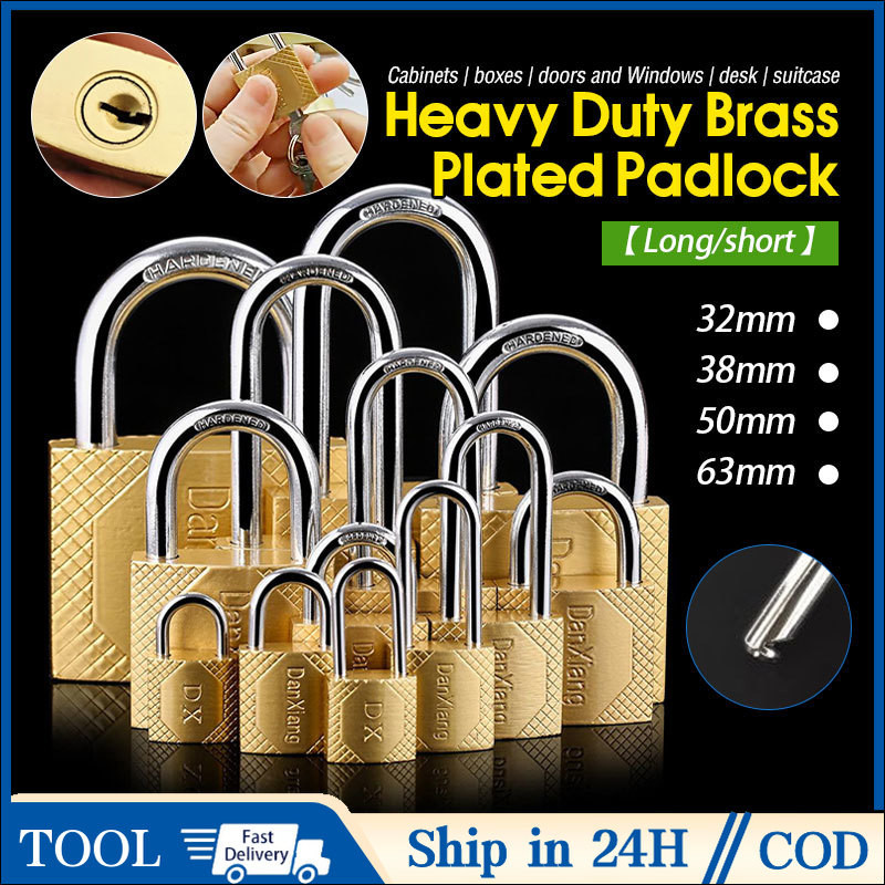 Heavy Duty Padlock Door Lock Brass Padlock Security Square Circle ...