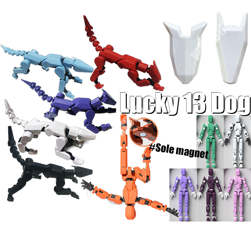 T13 Dog DIY Lucky 13 Action Figure Multi Style Collage Robot Action ...