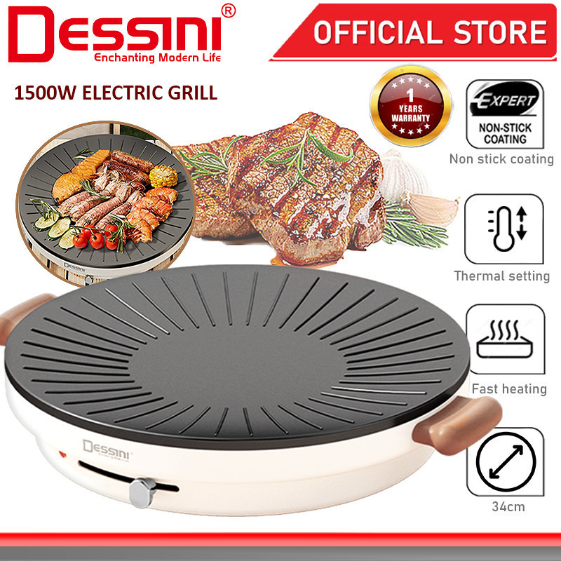 DESSINI ITALY Electric BBQ Grill Steak Frying Pan Teppanyaki Barbecue ...
