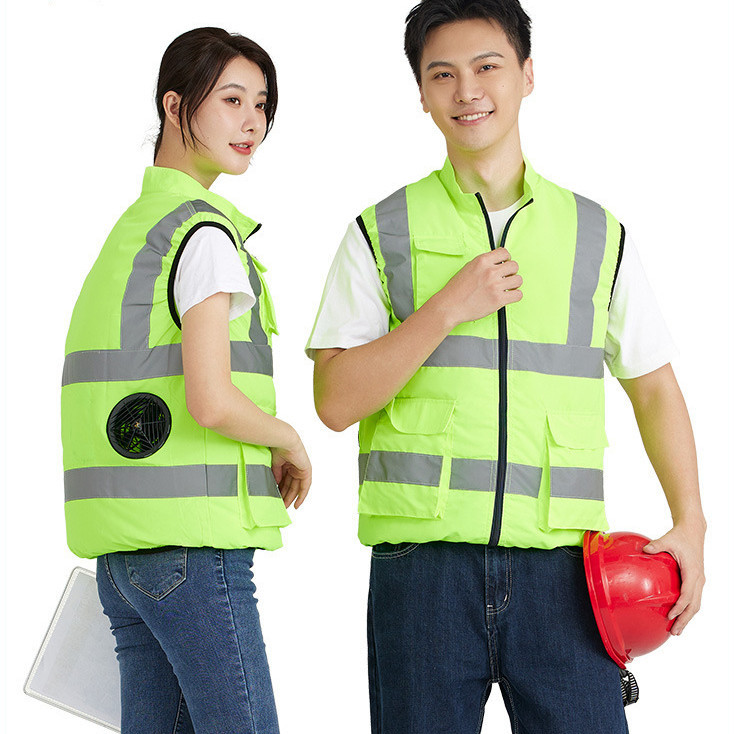 Summer Air Conditioning Clothes Cooling Reflective Striped Vest Clothes ...