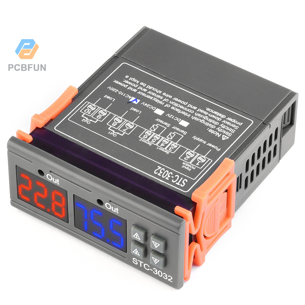 Pcbfun STC-3032 High Precision Digital Temperature and Humidity Controller DC12/24V AC 110-220V ...