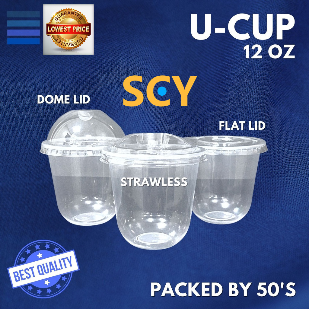 【50PCS】 Milk Tea Cups U-cup with lid 12oz /16oz /22oz 50pcs ( Flat Lid ...