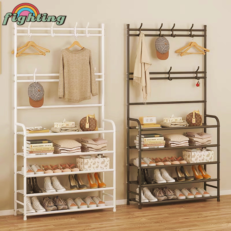4 Layer Multifunctional Shoe Rack Organizer Simple Floor Coat Rack Shoe ...