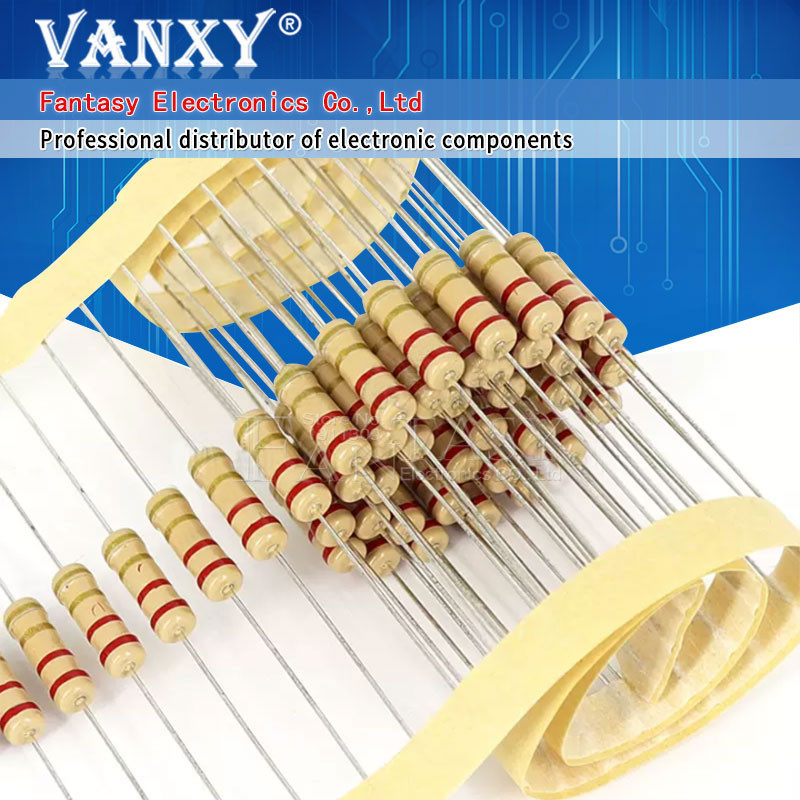 100pcs 1/2W Carbon Film Resistor 0.5W 5% 1R - 10M 0R 10R 100R 220R 330R 1K 2.2K 4.7K 10K 22K 47K ...