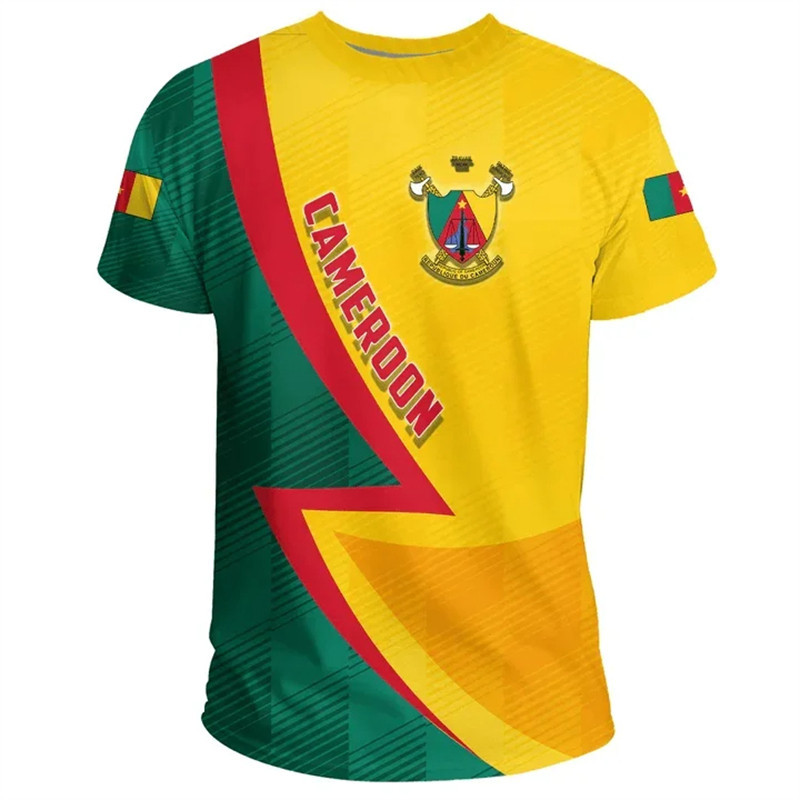 Cameroon Flag Men's T-shirt 3D Print Cameroonian National Emblem Tops ...
