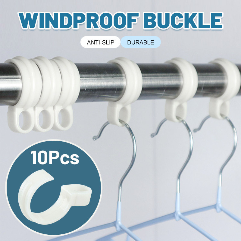 10Pcs Windproof Hook for Clothes Hanger Rod Household Laundry Drying ...