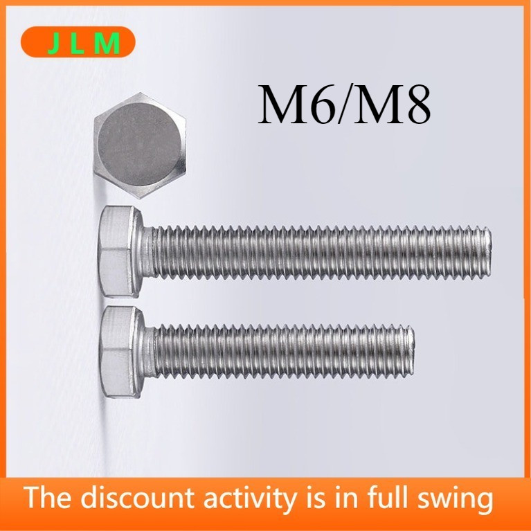 ((JLMG) Full Thread Bolt Extension Screw M6/M8 SUS316 Stainless Steel External Hexagon Bolt ...