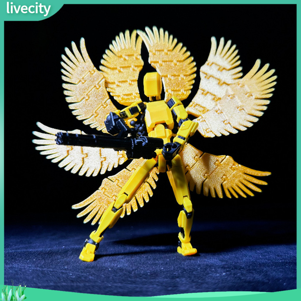 livecity| Poseable Robot Toy Robot Figure with Accessories Angel Wing ...