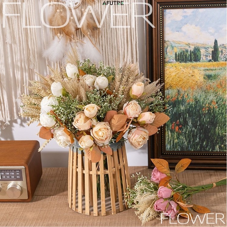 Afutre Artificial Flower Fake Flower Roasted Rose Flower Fake Silk ...