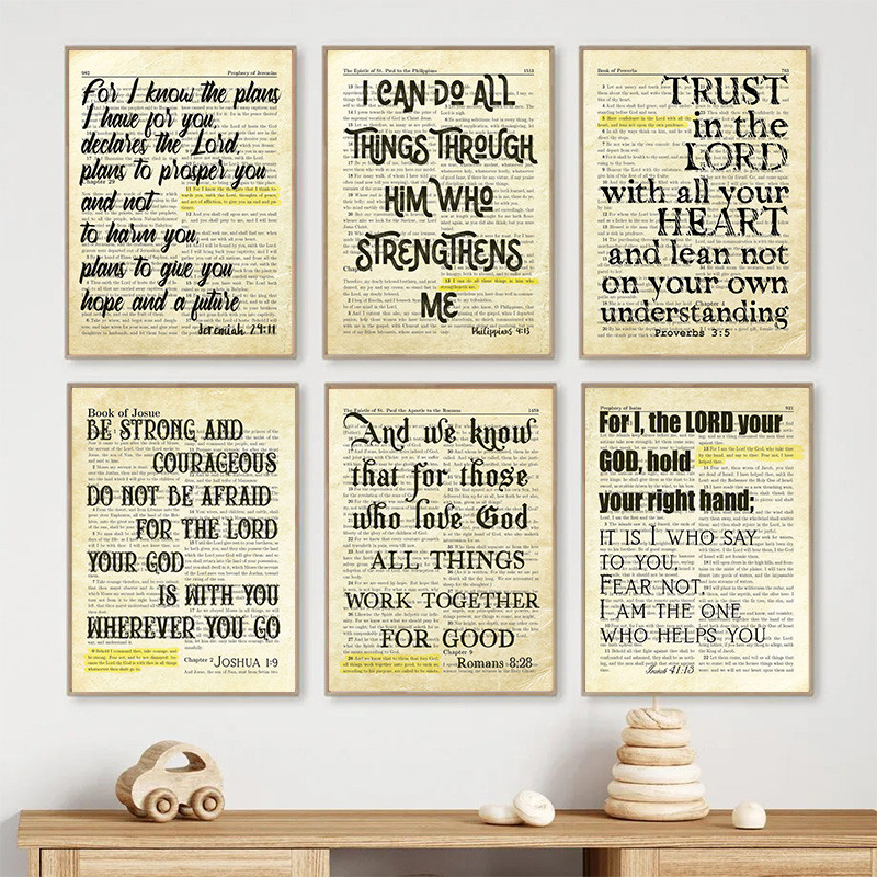 Bible Quotes Wall Decor Art Poster Scripture Christian Faith Prayer ...