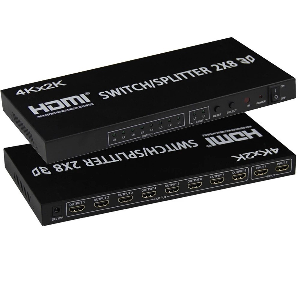RQ`4K HDMI Switch Splitter 2x8 Matrix HDMI Speed Switch Splitter 2 in 8 ...