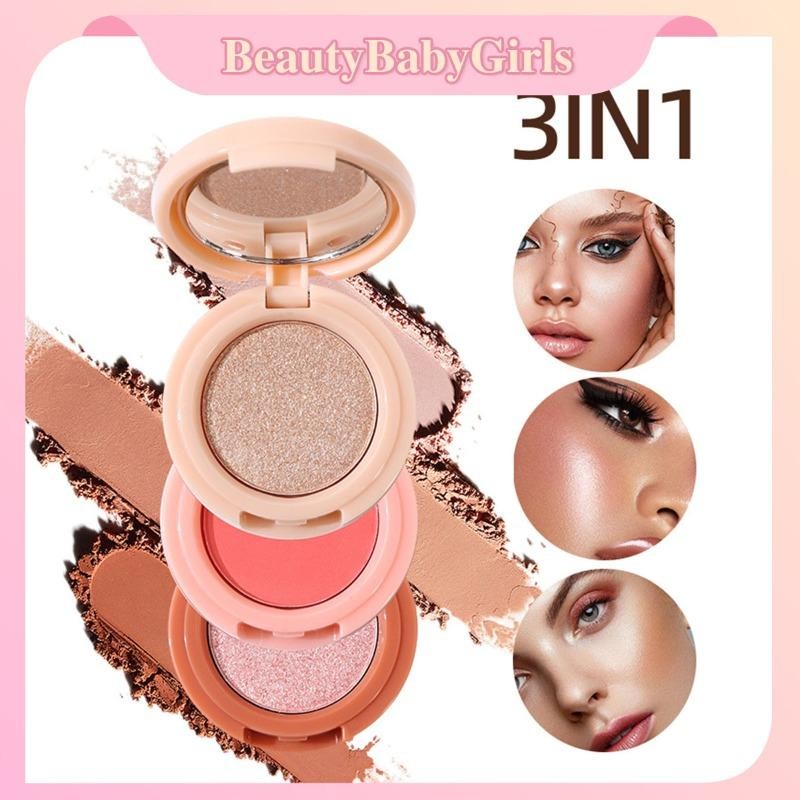 3 in 1 Three Layer Highlighter Blush Matte Contour Pearl Shimmer ...