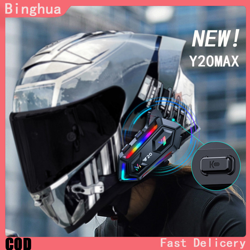 Motorcycle helmet intercom Bluetooth headset Y20MAX voice assistant RGB ...