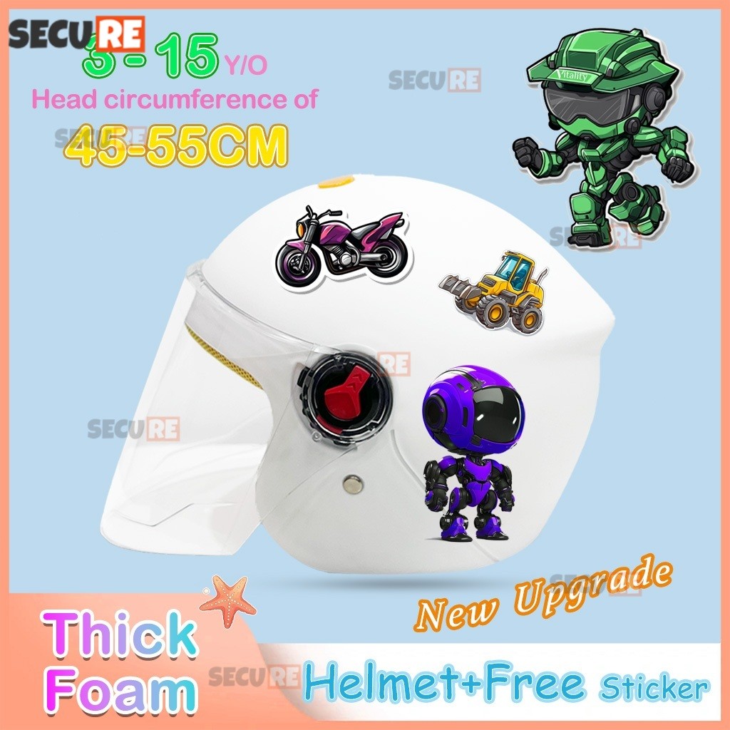 Motorcycles Helmet For Kids Bike With Foam DIY Sticker Cute Mermaid ...