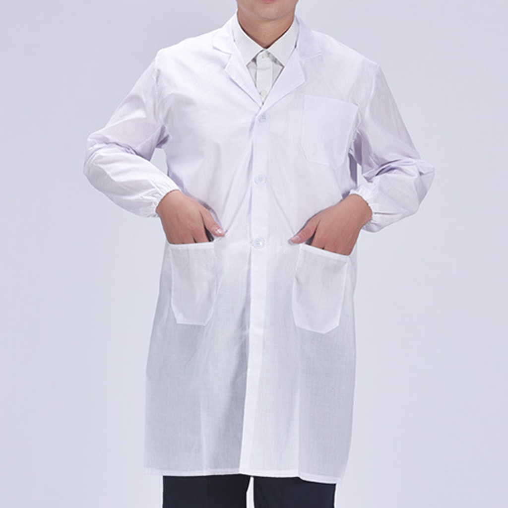 Lab Gown White Coat Long Sleeve Doctor uniform Doc coat Unisex S-XXXL ...
