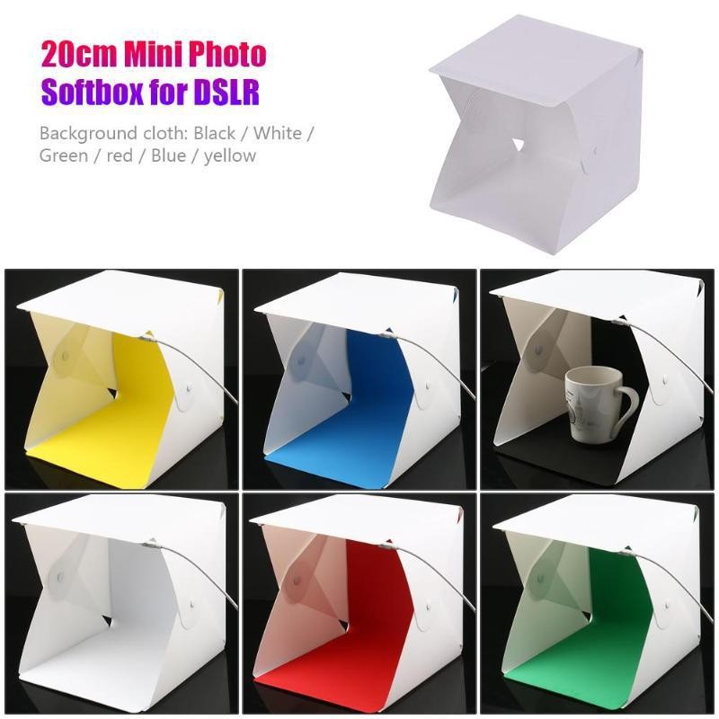 20cm Mini Portable Folding Photo Studio Light Box 2 LED Panels Lightbox ...