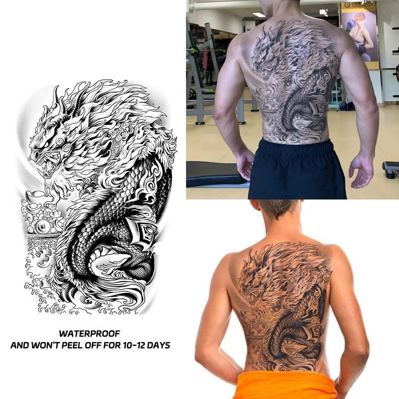 Full Back Dragon Tattoo Stickers Waterproof Temporary Tattoo Sticker ...