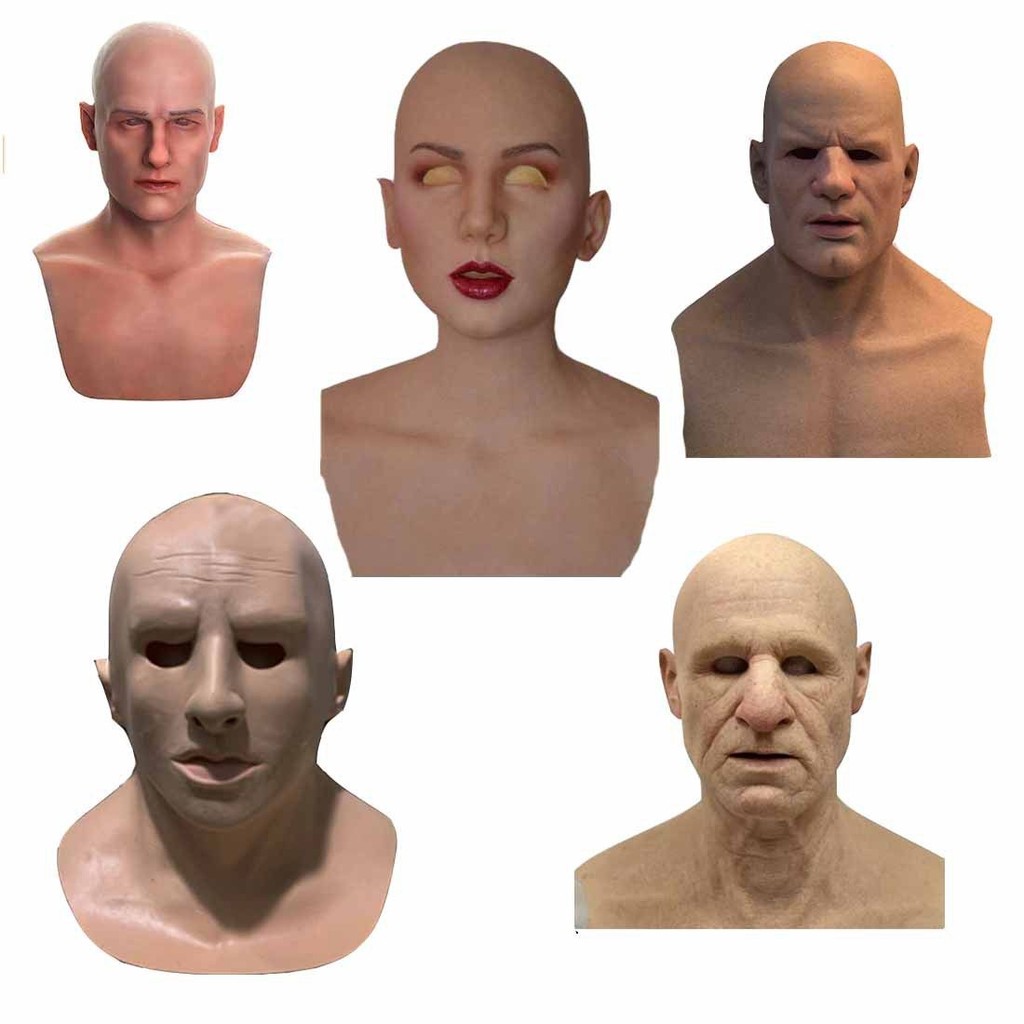 Human skin facial mask full face head cover latex Human face face mask ...