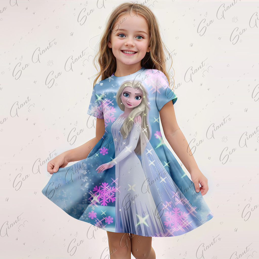 2024 year Disney cute Frozen Elsa Princess Dress Girls Cartoon Frozen ...