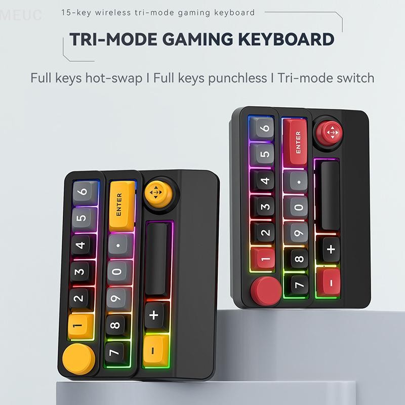 Meuctiffy 15 Keys Wired/2.4G Wireless/ Mechanical Gaming Keyboard RGB ...