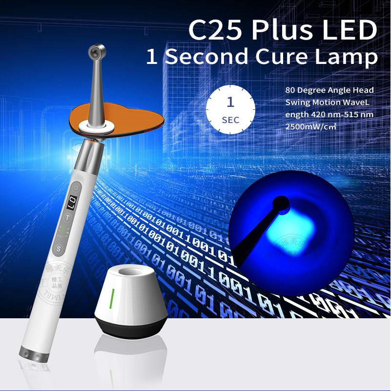 C25 PLUS Dental Curing Lamp Dentistry Blue Light 2500mW/cm2 Cordless 1 ...