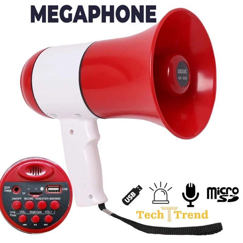 Portable Megaphone Handheld Megaphone 240s Record Talk/Play/Siren/USB ...