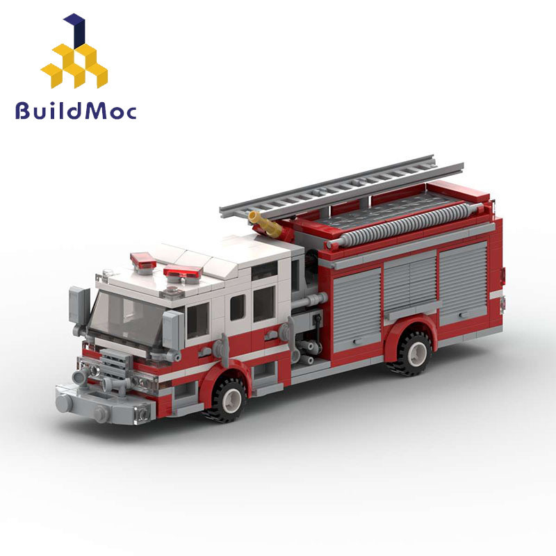 Fire pump truck model creative fire engine car Building Blocks Assembly ...