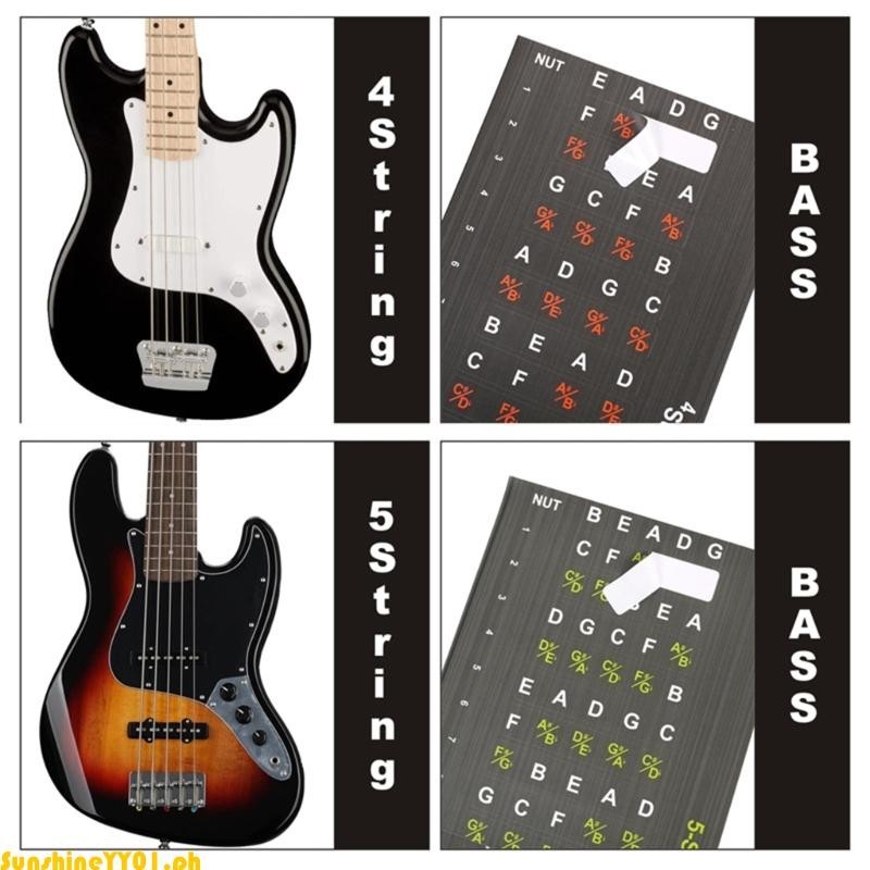SUN 1 Sheet Bass Fretboard Stickers Paper Guitar Bass Chord Stickers ...