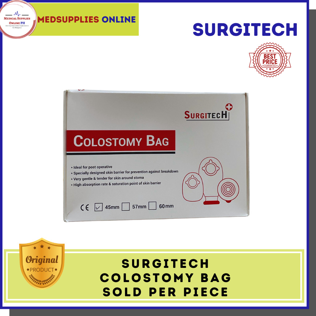 SURGITECH Colostomy Bag - Disposable, All Sizes, with Clip, Base & Bag ...
