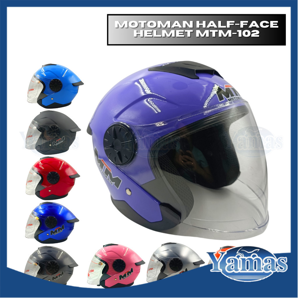 MOTOMAN HALF FACE HELMET MTM-102 MOTORCYCLE PROTECTIVE GEARS YAMAS ...