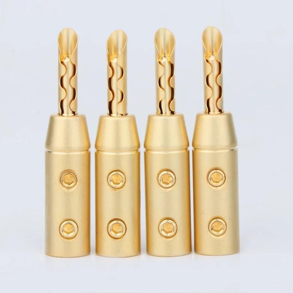 4/8PCS HIFI Speaker Cable Male Connector Banana Jack Gold Plated Z Type ...