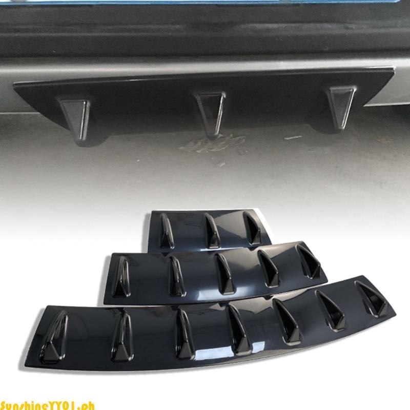 SUN Universal Rear Bumper Diffuser with 3 57 Fins GlossBlack Plastic ...