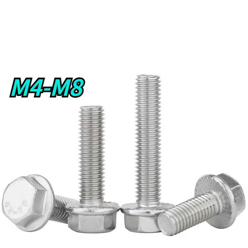 [HNK] 304 Stainless Steel Outer Hexagon Flange Bolt with Pad Screw Flower Teeth Anti-slip Small ...