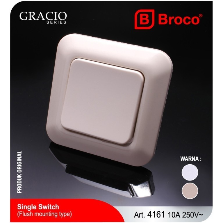 Broco 4161 (B) Gracio Single Switch - White - Cream | Shopee Philippines