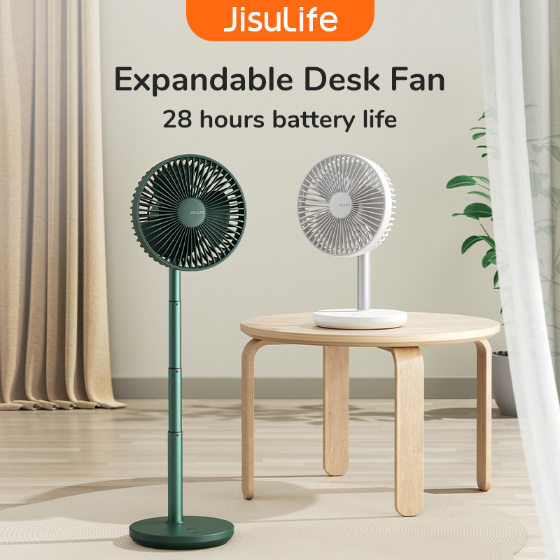 JISULIFE Portable Oscillating Desk Fan, 5-Speed Adjustable Table Fan ...