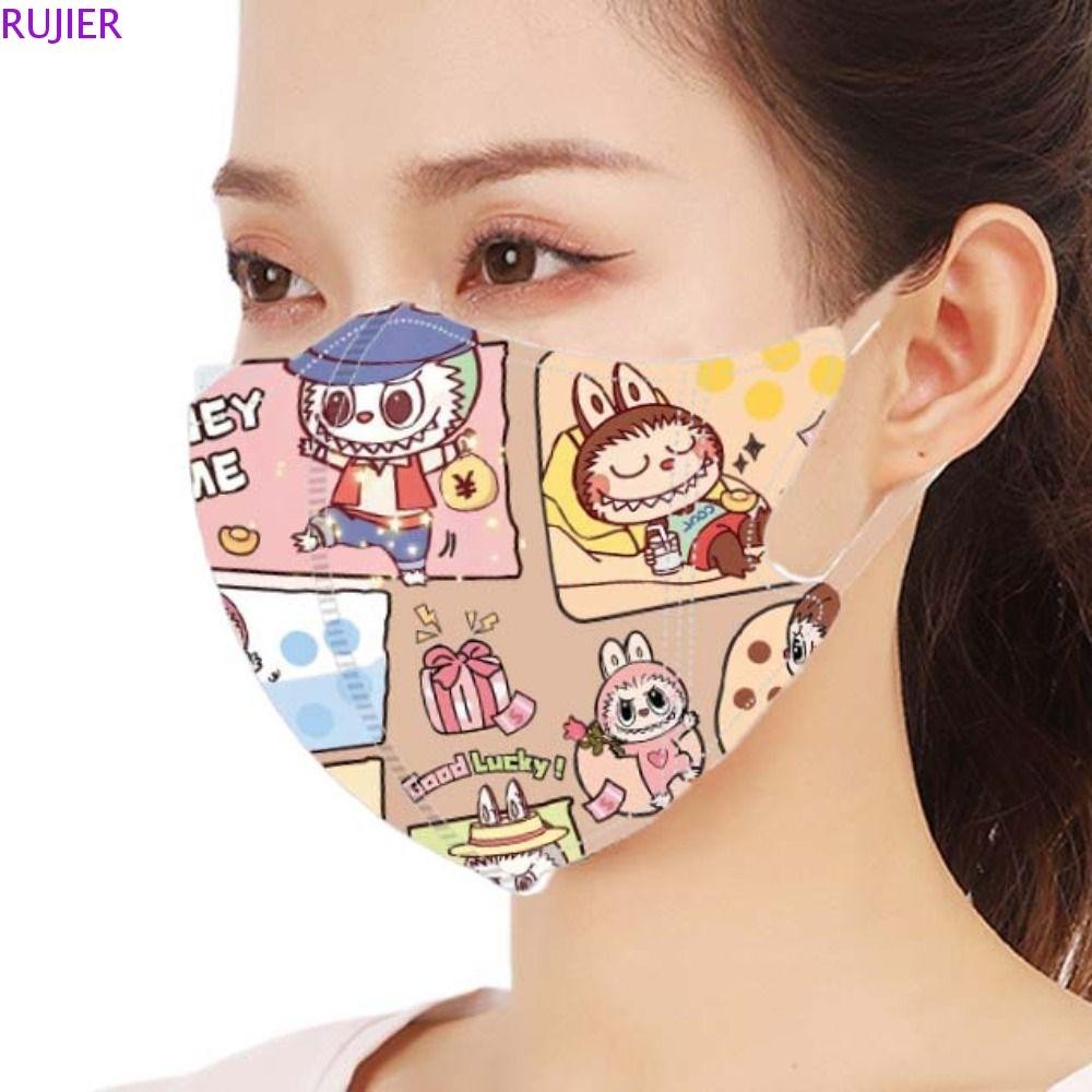 RUJIER 10Pcs Labubu Face Mask, Cartoon Letter Print Labubu Face Cover ...