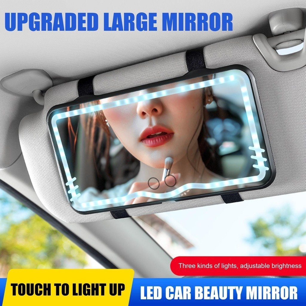 LED Mirror Car Rechargeable Touch on Screen Dimmable Sun Visor Mirror ...