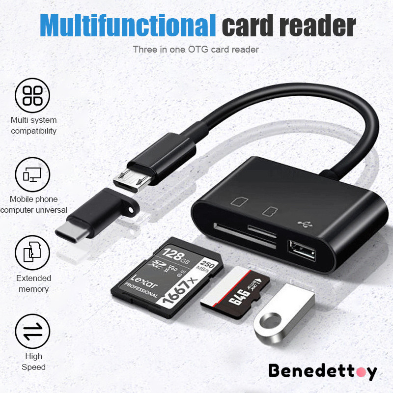 3-in-1 Multi-functional Card Reader Computer Phone OTG Card Reader SD ...