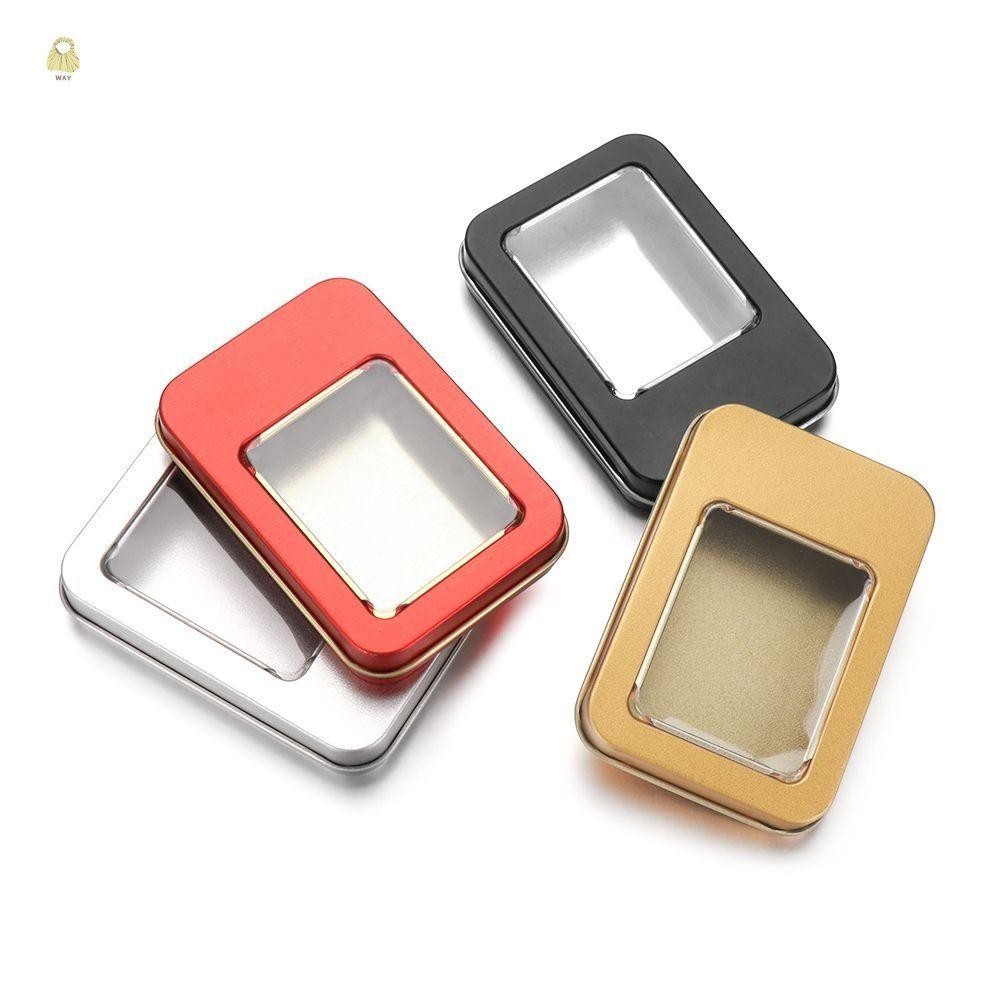 WAY Tin Box with Clear Window Lid, Multicolor Rectangular Nail Art ...