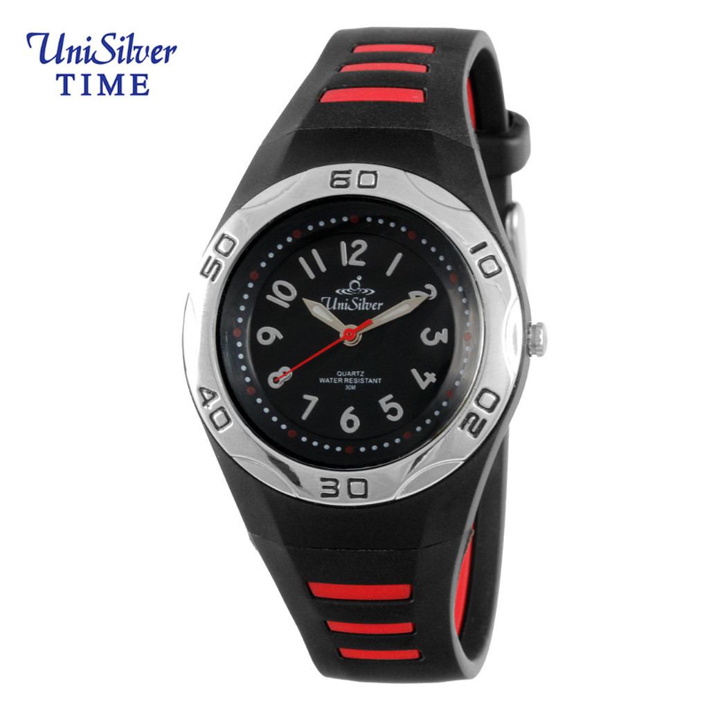 UniSilver TIME WAVERN Women's Small Analog Light Red/Black Rubber KW896 ...