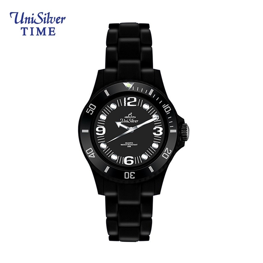 UniSilver TIME CRYSTAL CLEAR Women's Analog Metallic Black Acrylic # ...