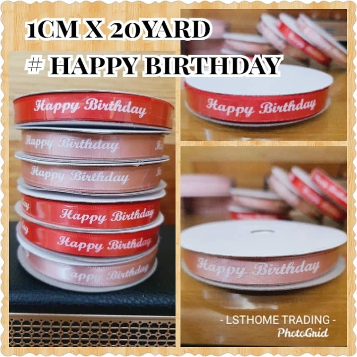 20yards 1cm Happy Birthday Cake Packaging Ribbon Bouquet Flower ...