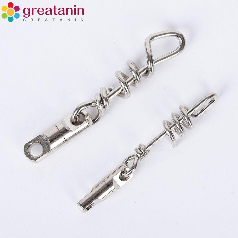 GREATANIN 5PCS Fishing Corkscrew Swivel Snaps, High Strength Silver ...